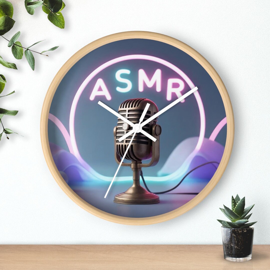 ASMR Wall Clock, Relaxing Decor, Vintage Microphone Design, Gift for ...
