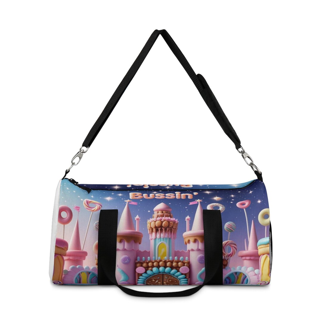 Bussin Whimsical Candy Castle Duffel Bag - Perfect for Travel, Gym ...