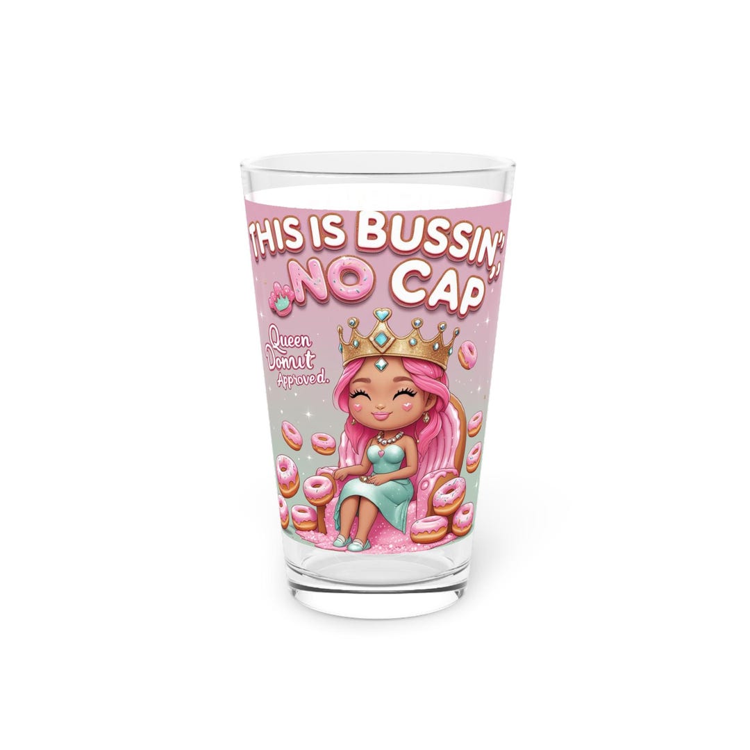 Bussin Cute Cartoon Pint Glass - Fun Drinking Glass for Parties, Gifts ...