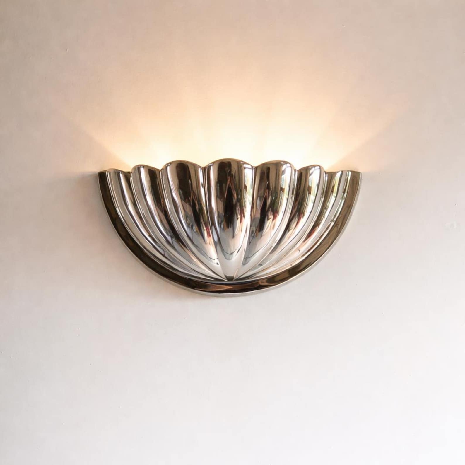 Handmade Silver Wall Sconce – Modern Half Dome Shell Design ...