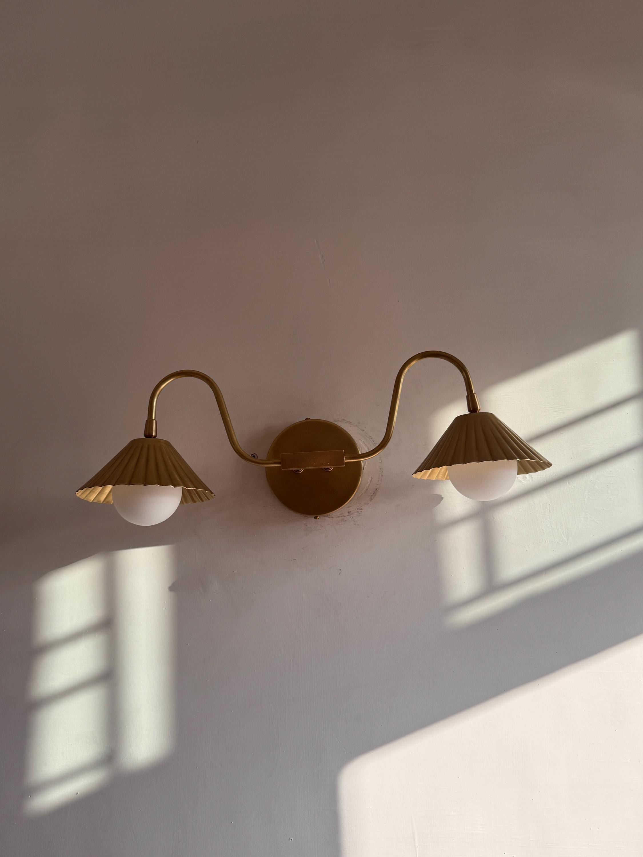 Handmade Double Shade Brass Wall Lamp: Modern Sconce Lighting - Etsy