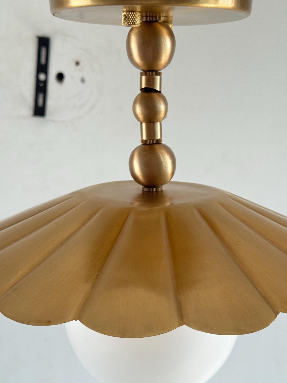 Handmade Brass Semi Flush Mount Light With Frosted Globe Shade - Etsy