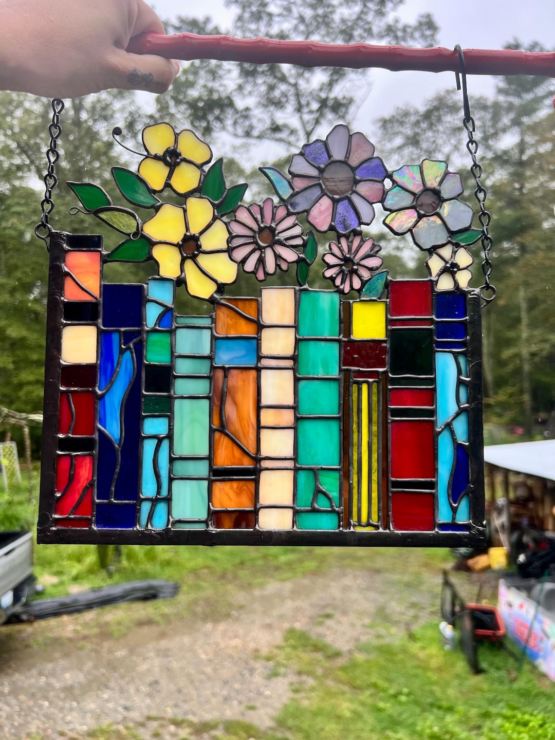 Stained Glass Books and Flower Pattern - Etsy