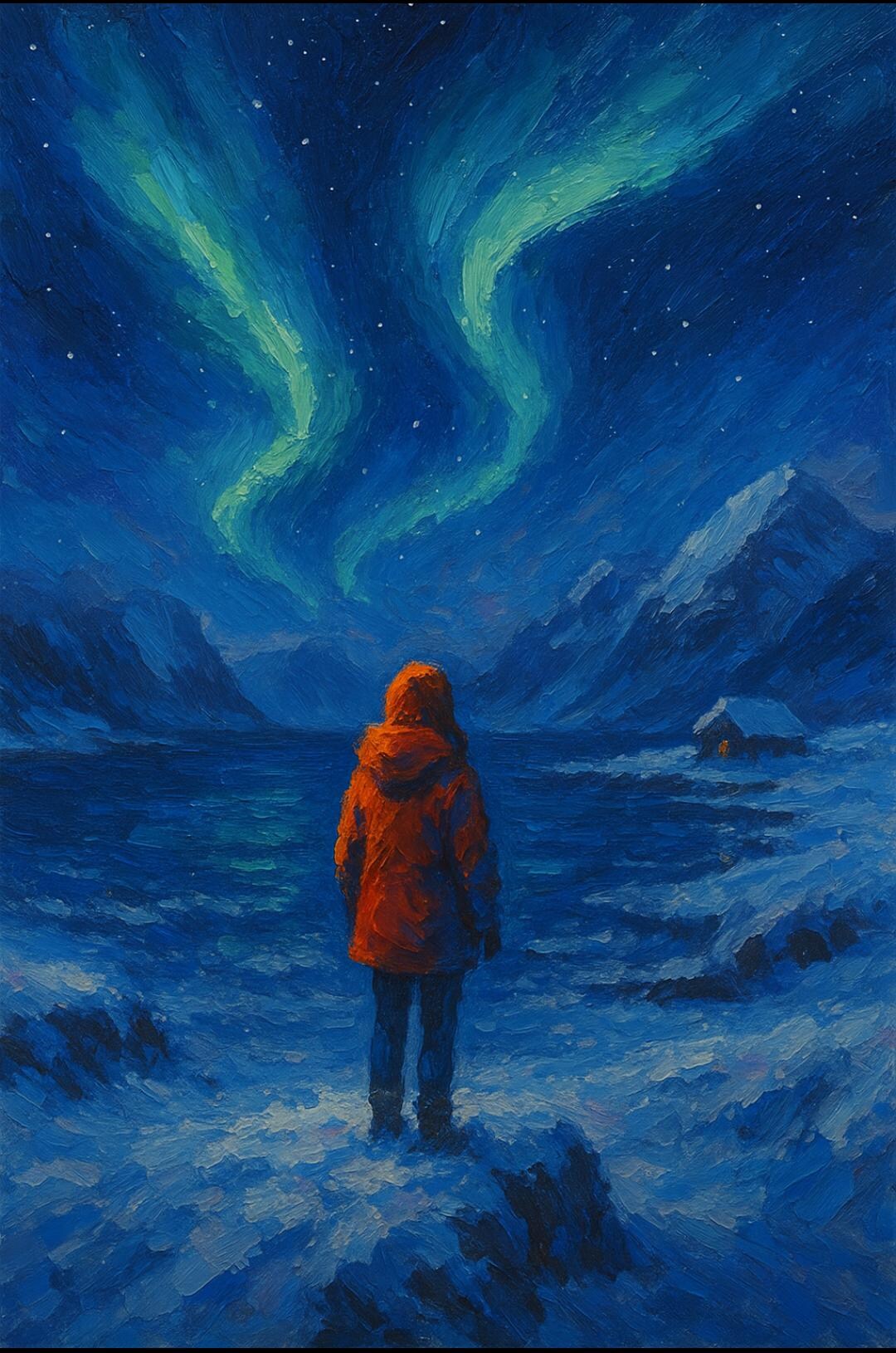 Svalbard Norway Wall Art – Girl Under Northern Lights in Arctic ...