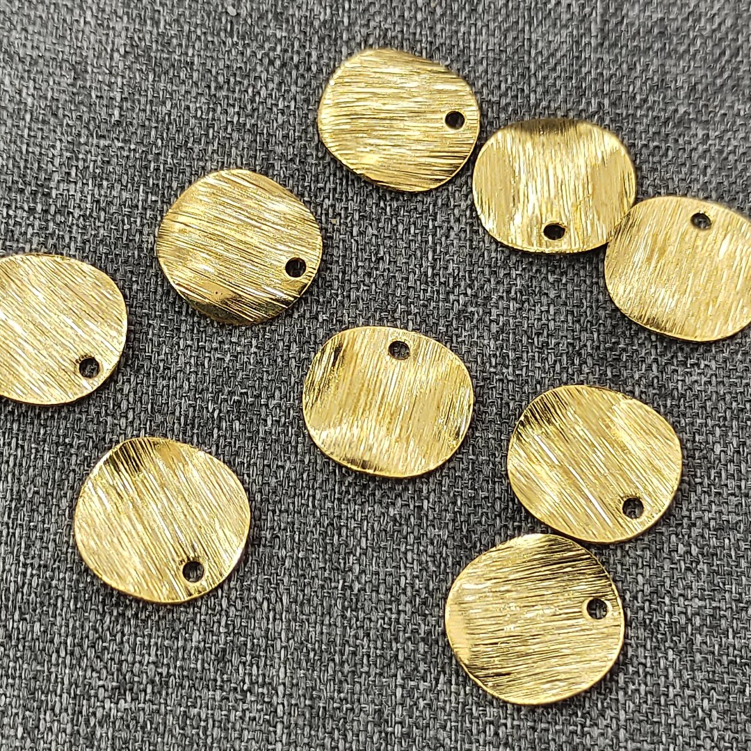 12 Mm Raw Brass Textured Coins Charm Earring Components, Textured Coins ...