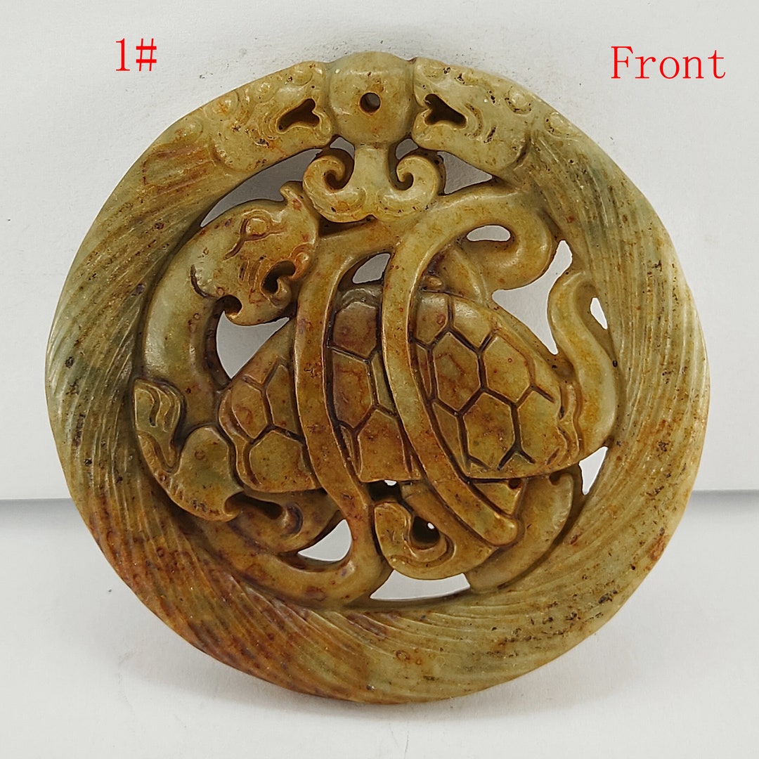 Hollow Double Face Carved Dragon Turtle Jade Pendant,carved Dragon ...