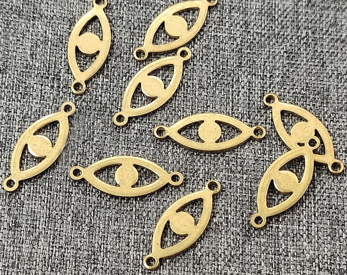 Brass Eye Charms Brass Connector Raw Brass Eye Shaped Pendant Jewellery ...
