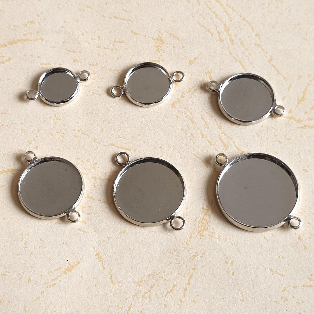 10mm,12mm,14mm,16mm,18mm,20mm Platinum Tone Round Cabochon Pendant Base ...