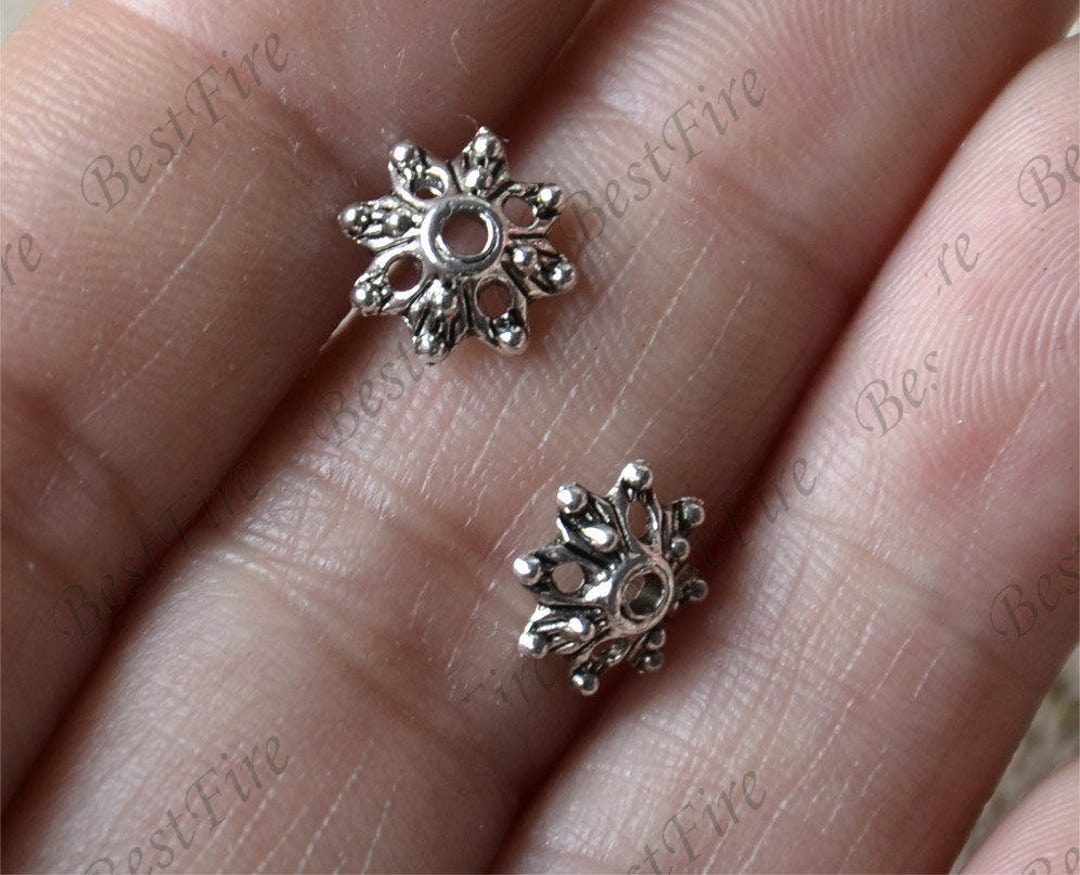 Silver Tone Metal Flower Bead Cups 9mm,beadcap Findings,beads,findings ...