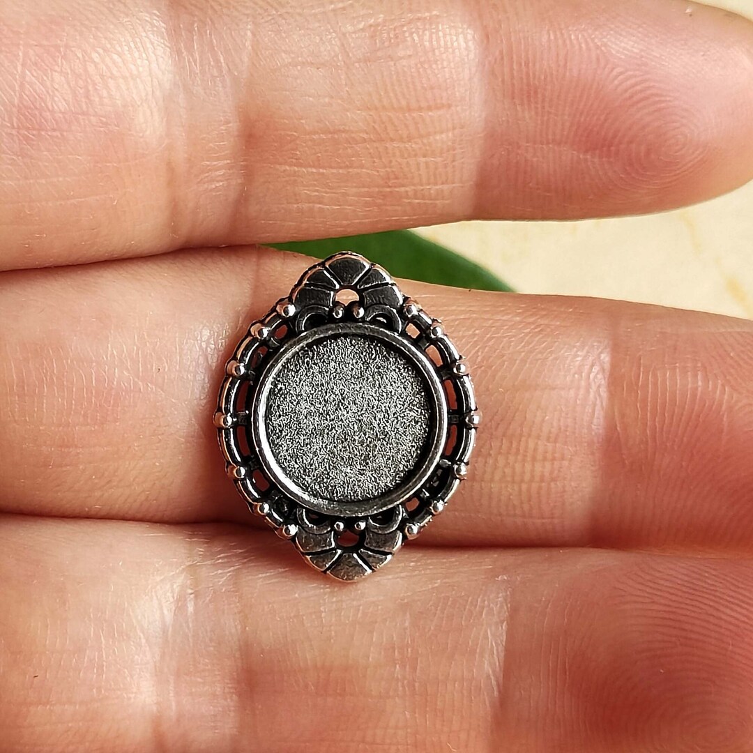 New Style Silver Tone Flower Connector Pendant Tray,round Cabochon ...