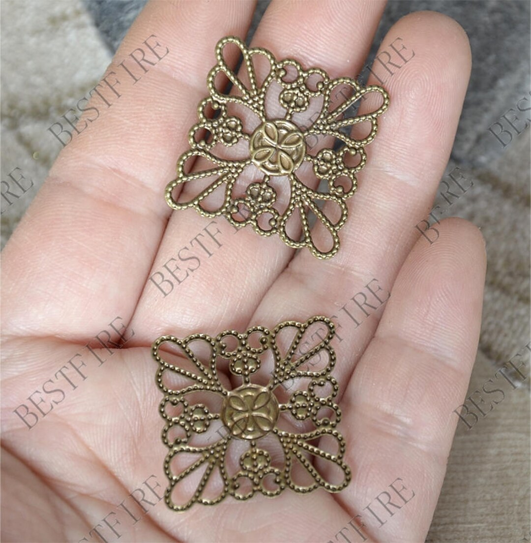 25mm Bronze Tone Brass Filigree Earring Components,jewelry Connectors ...