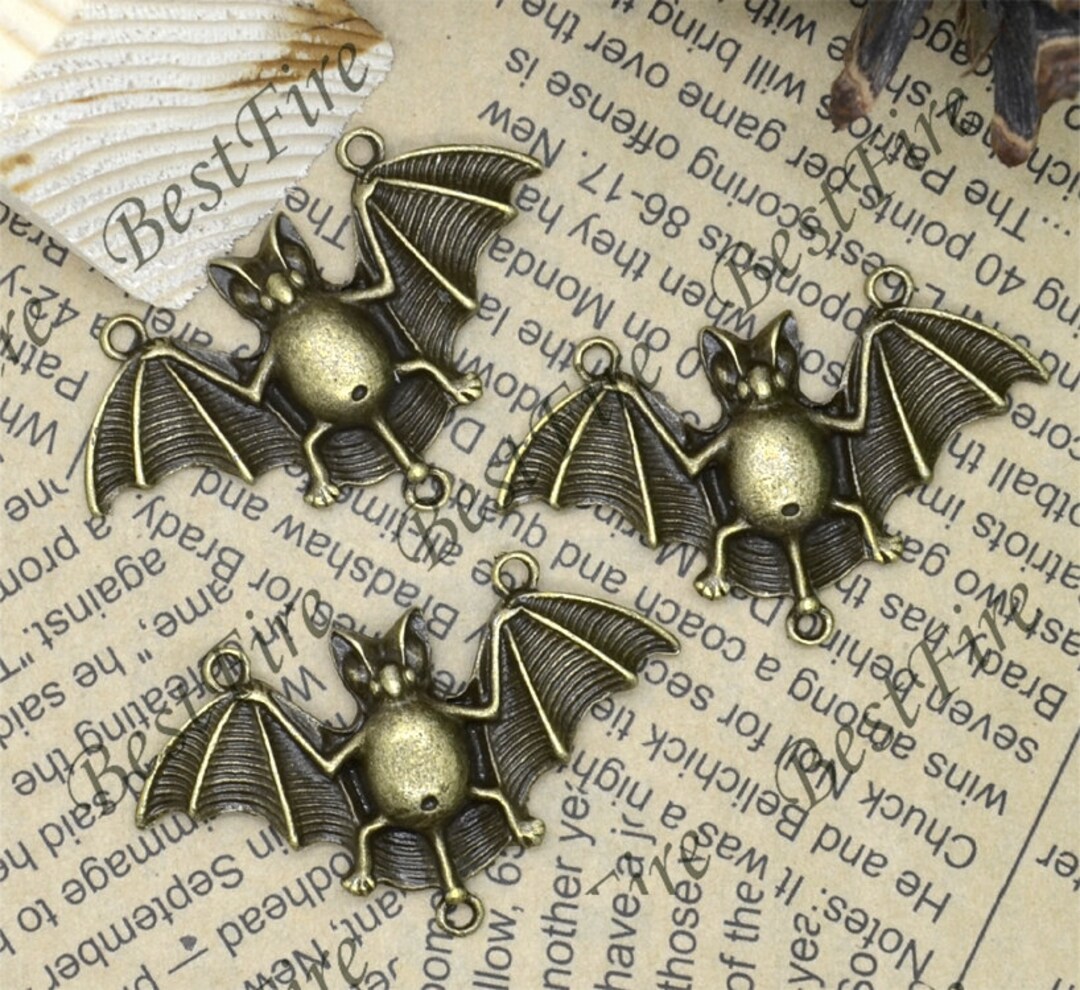 Bronze Tone Bat Charms, Vampire Pendant Beads (30x48mm) - Etsy