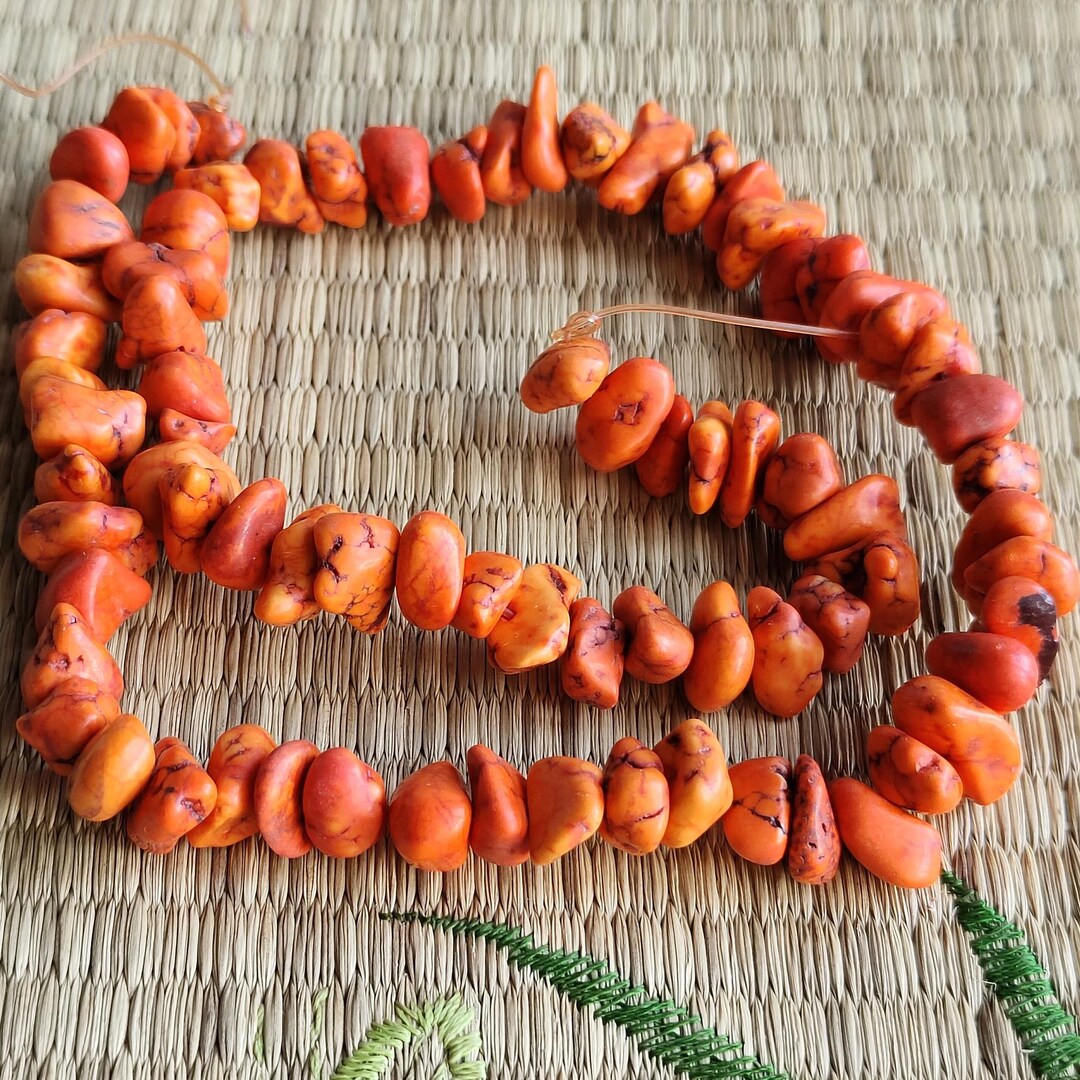 Orange Howlite Nugget Freeform Chip Loose Strand, Howlite Beads Howlite ...