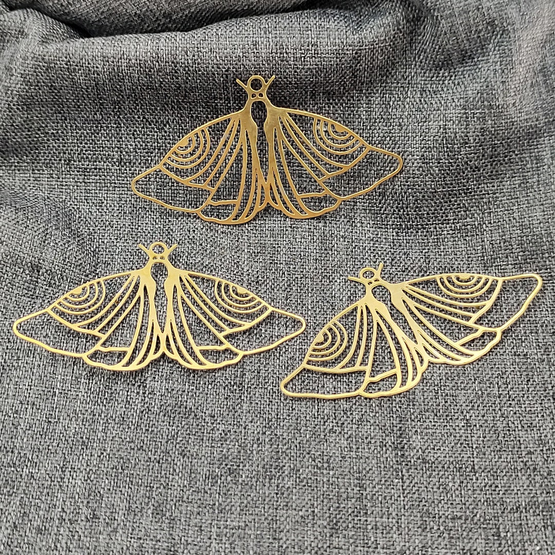 Raw Brass Moth Filigree Connectors, Earring Components (27x50mm) - Etsy