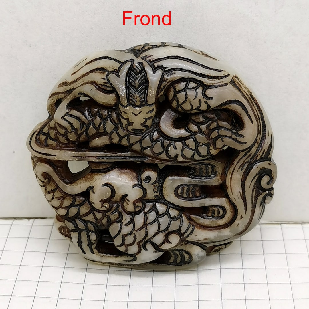 Double Face Carved Dragon Mouse Jade Pendant ,carving Dragon Mouse Jade ...