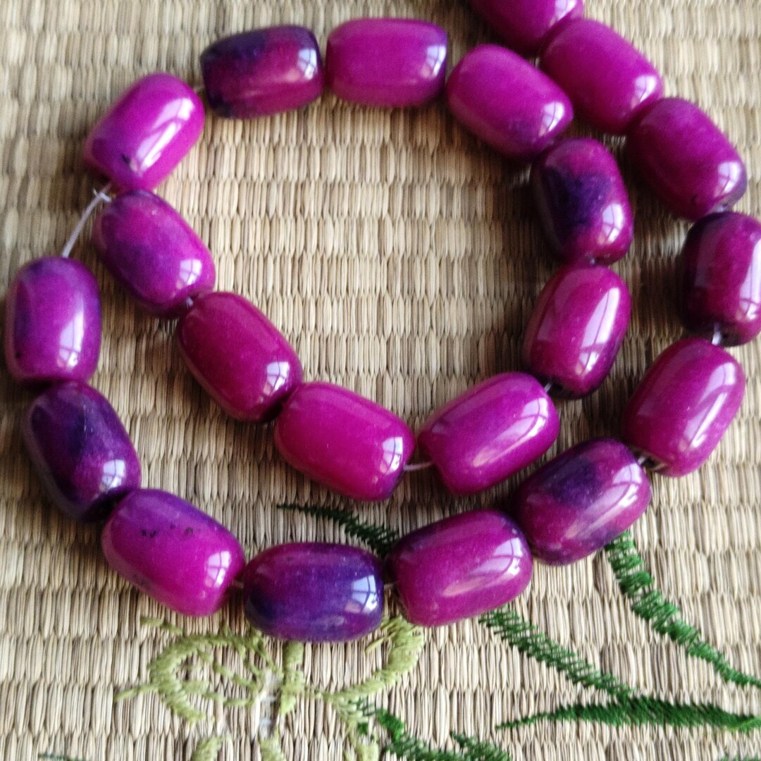 Purple Jade Barrel Beads, 15 Inch Strand - Etsy