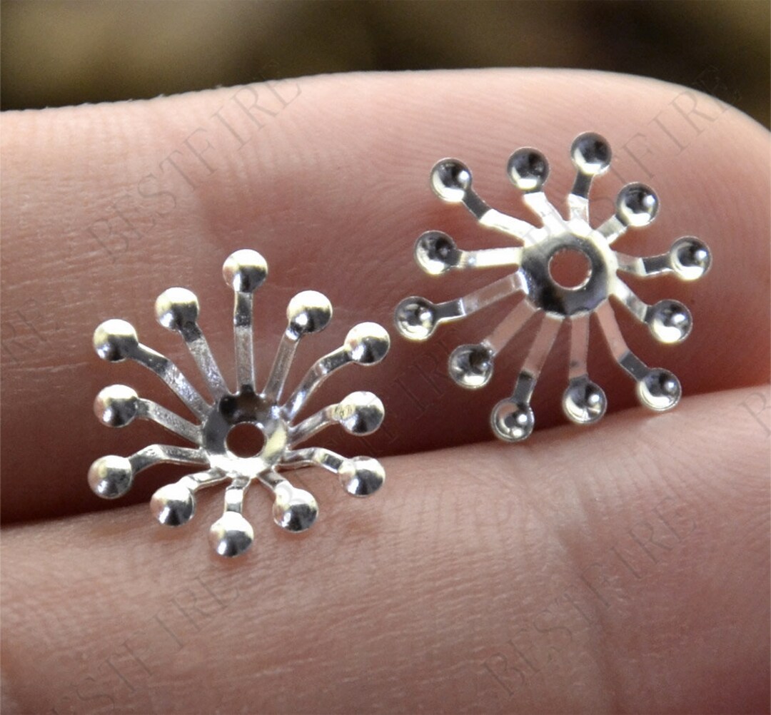 13mm Silver Tone Brass Beads Cap,jewelry Connectors Setting,cab Base ...