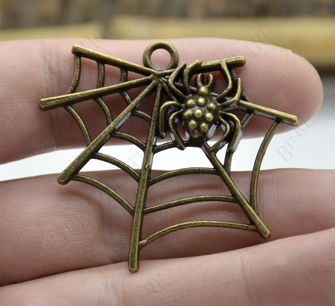 Bronze Tone Spider Web Charms, Connector Pendants (10pcs) - Etsy