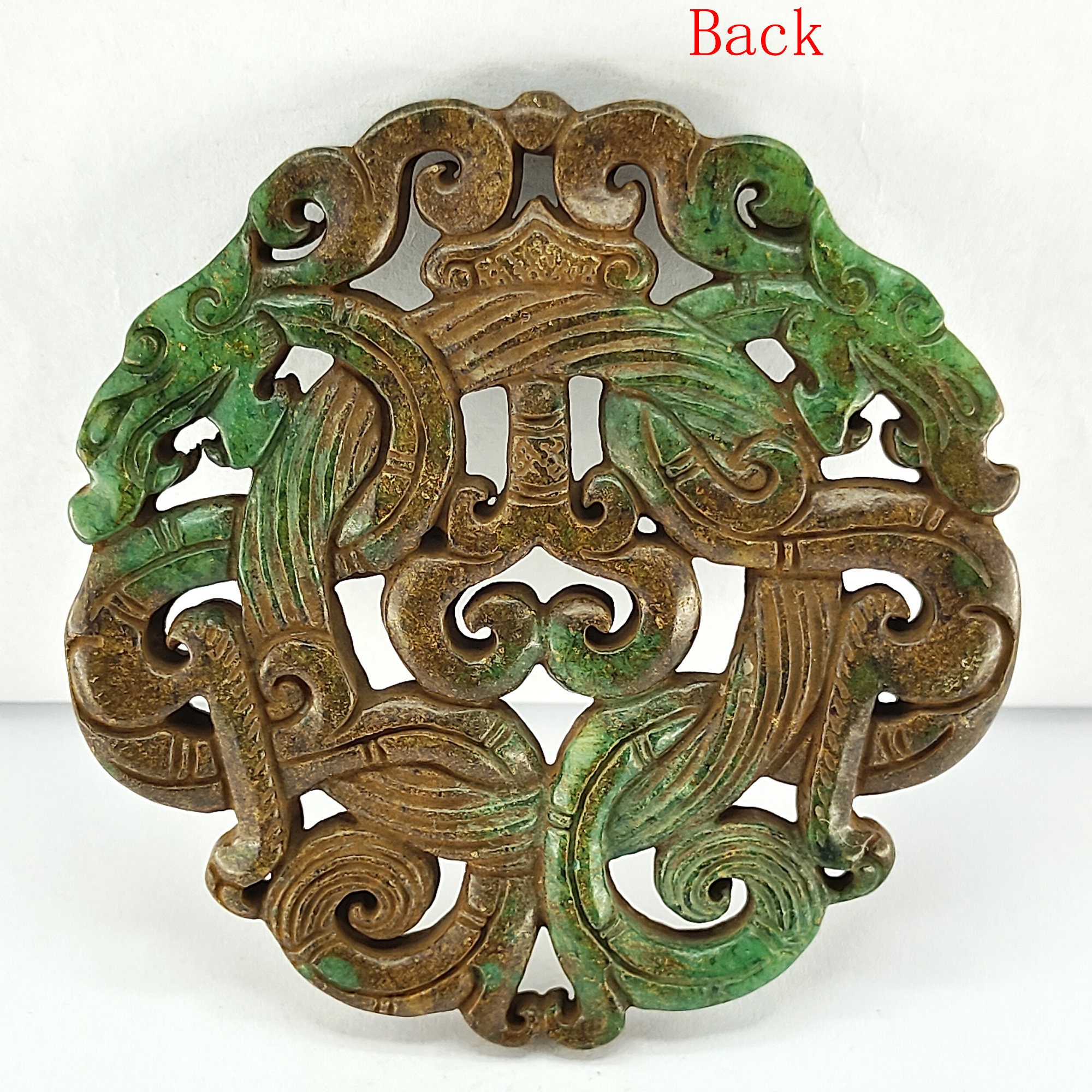 Carved Dragon Phoenix Jade Pendant Amulet Talisman - Etsy
