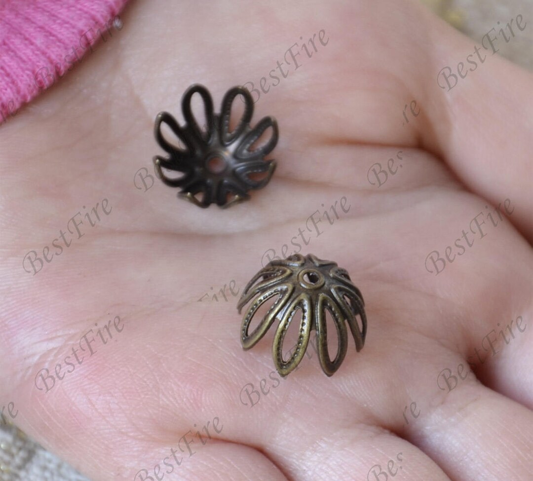 Bronze Tone Brass Bead Cap, Flower Jewelry Connector (12mm) - Etsy