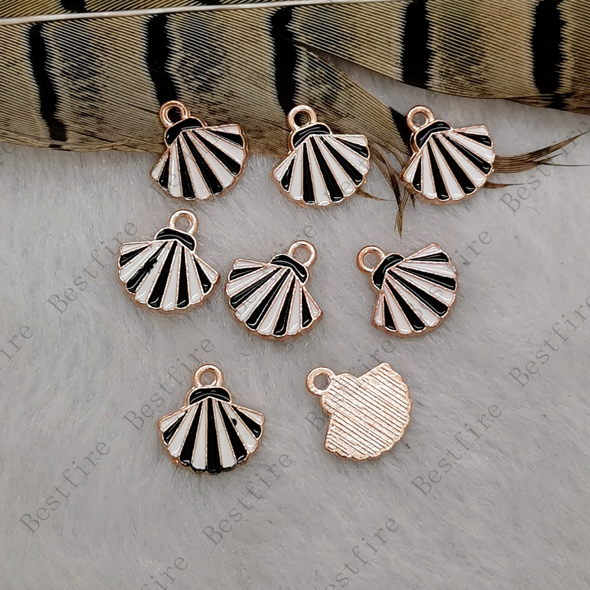 Shell Charms Enamel shell Charm shell pendant Charms Beach | Etsy