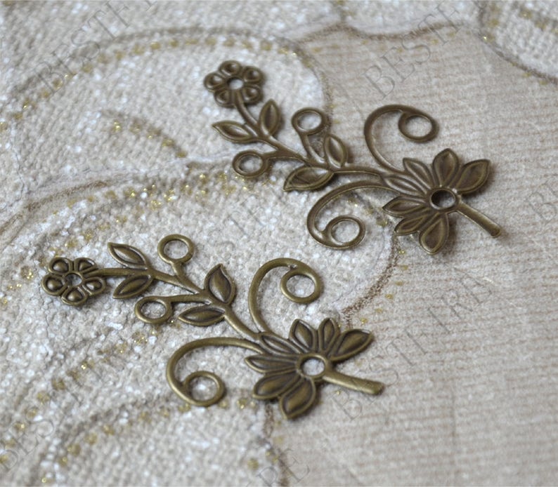 Bronze Tone Brass Filigree Flower Connector, Jewelry Finding (40mm) - Etsy