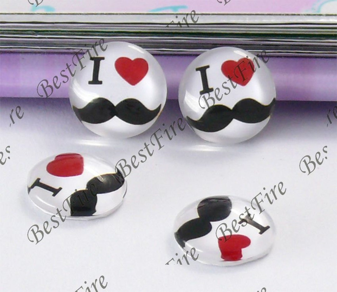 10mm,12mm,14mm,16mm,18mm,20mm,25mm,30mm Round Glass Cabochons Mustache ...