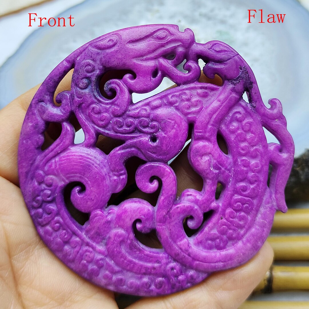 Hollow Carved Dragon Phoenix Jade Pendant,carving Dragon Phoenix Jade ...