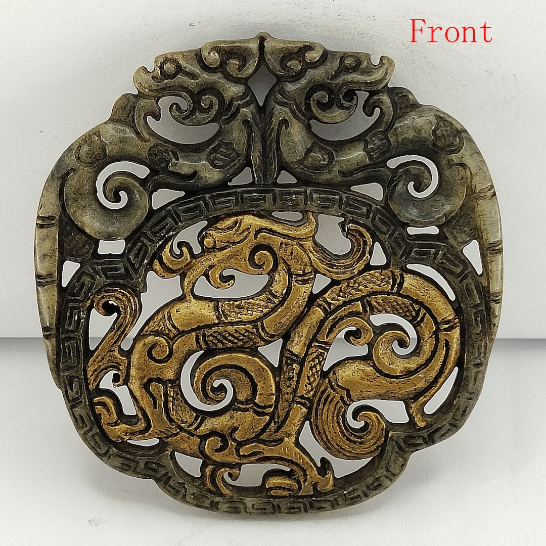 Hollow Carved Dragon and Phoenix Jade Pendant,carving Dragon and ...