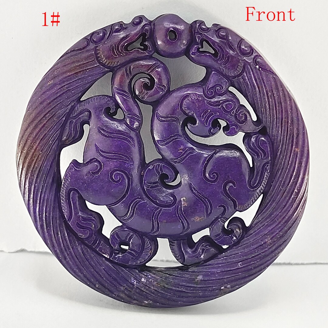 Double Face Carved Dragon Jade Pendantcarved Dragon Phoenix - Etsy