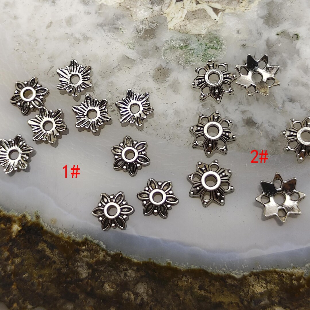 Silver Tone Metal Flower Bead Cups 9mm,beadcap Findings,beads,findings ...