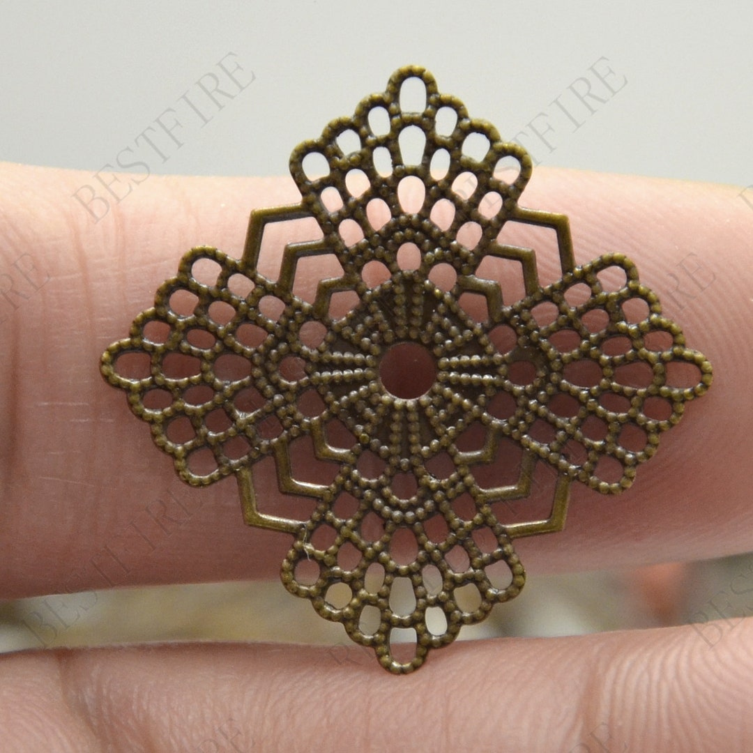 23mm Bronze Tone Brass Filigree Earring Components,jewelry Connectors ...