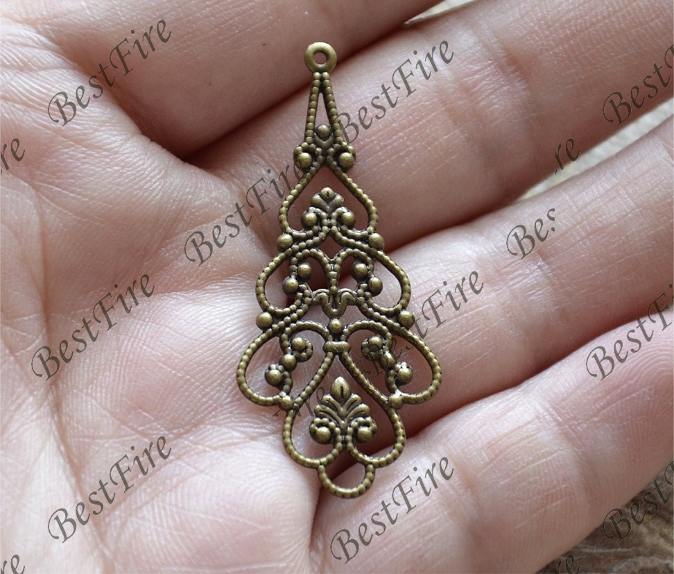 Bronze Tone Brass Filigree Jewelry Connectors - Etsy