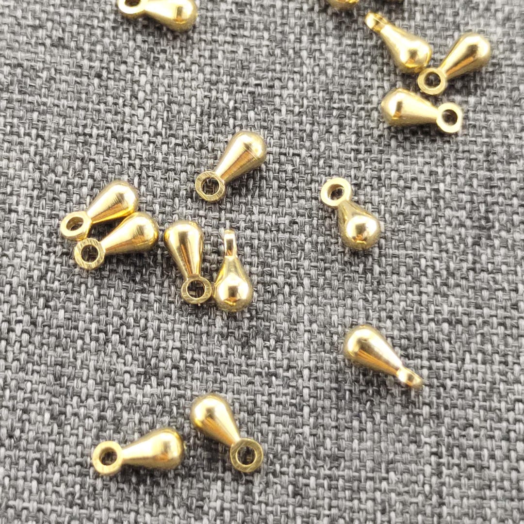 3x6mm Raw Brass Teardrop Shaped Tail Bead Charms - Raw Brass Drop ...