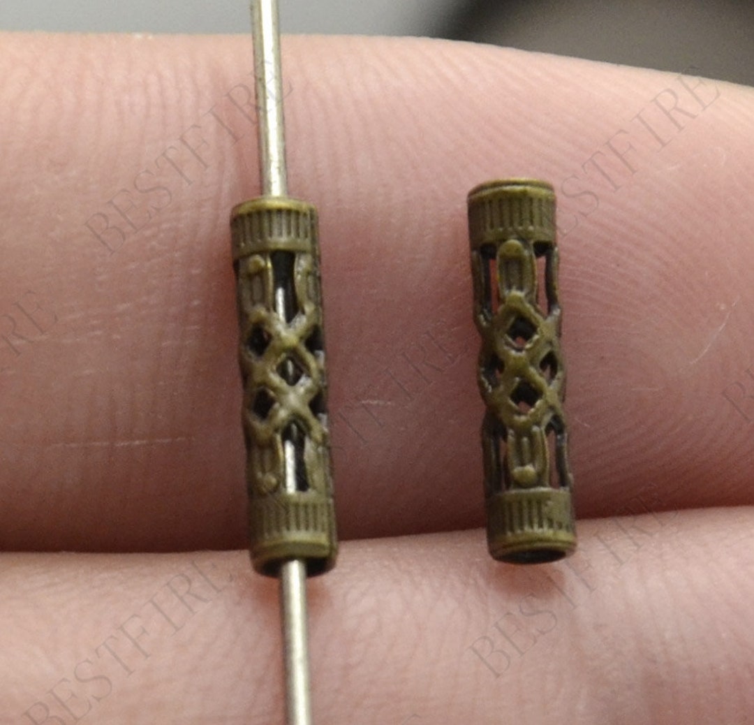3x12mm Bronze Tone Brass Tiny Cylinder Bead Separators,separators ...