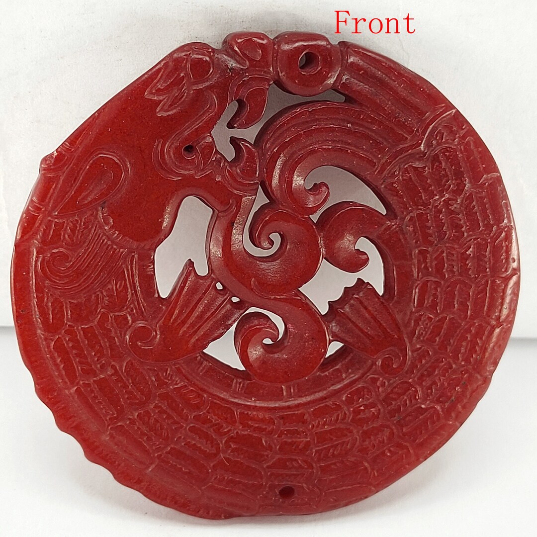 Double Face Hollow Carved Dragon Phoenix Jade Pendant,carving Dragon ...