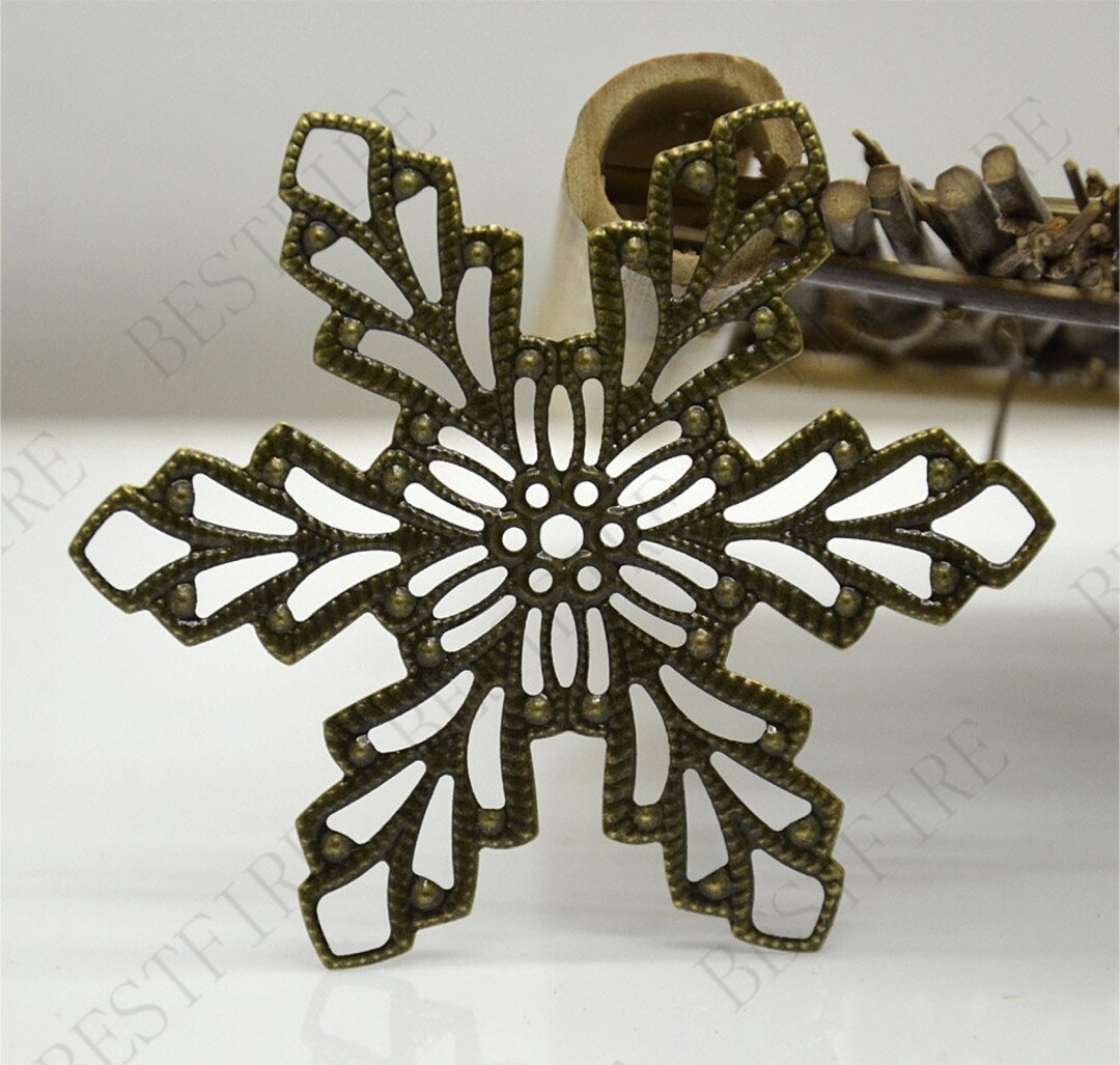70mm Big Bronze Tone Snowflake Filigree Jewelry Connectors Setting ...