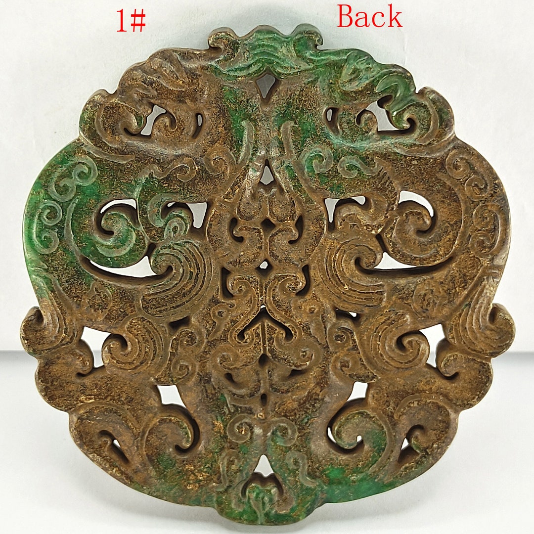 Double Face Hollow Carved Dragon Phoenix Jade Pendant,carving Dragon ...