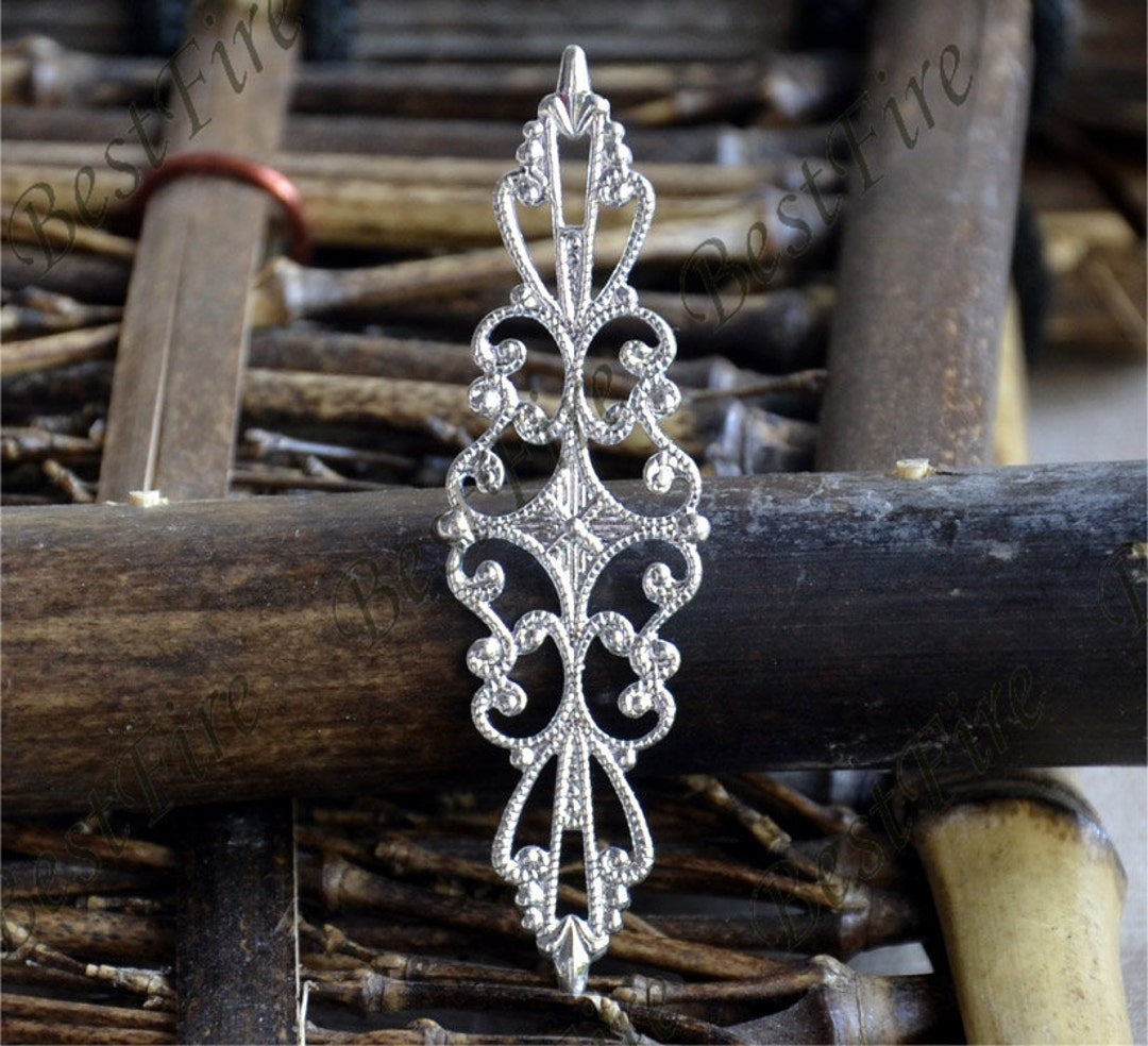 Silver Tone Brass Filigree Sheets 16x57mm,filigree Beads Findings ...