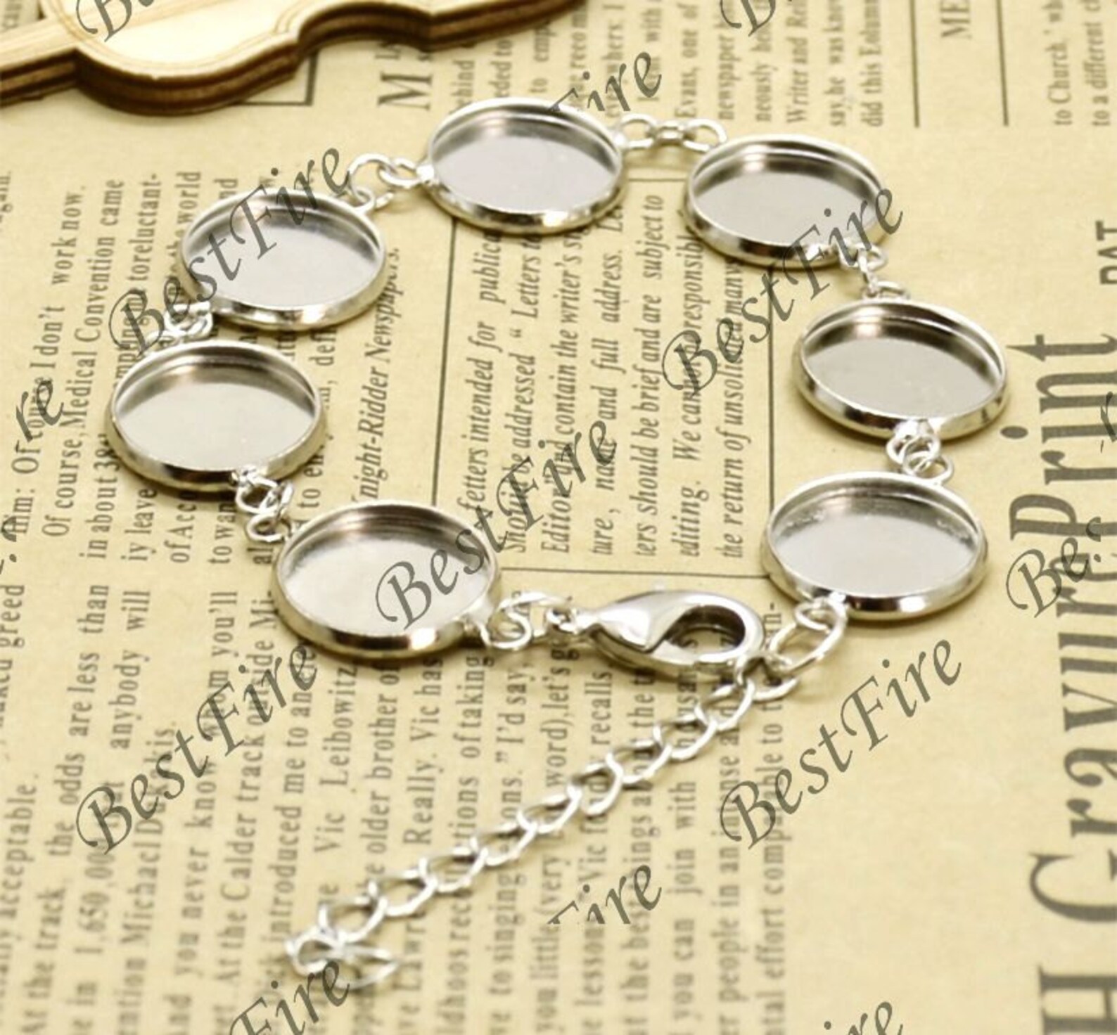 2 Strands of Platinum Tone Adjustable Bracelet Base Round Pad - Etsy