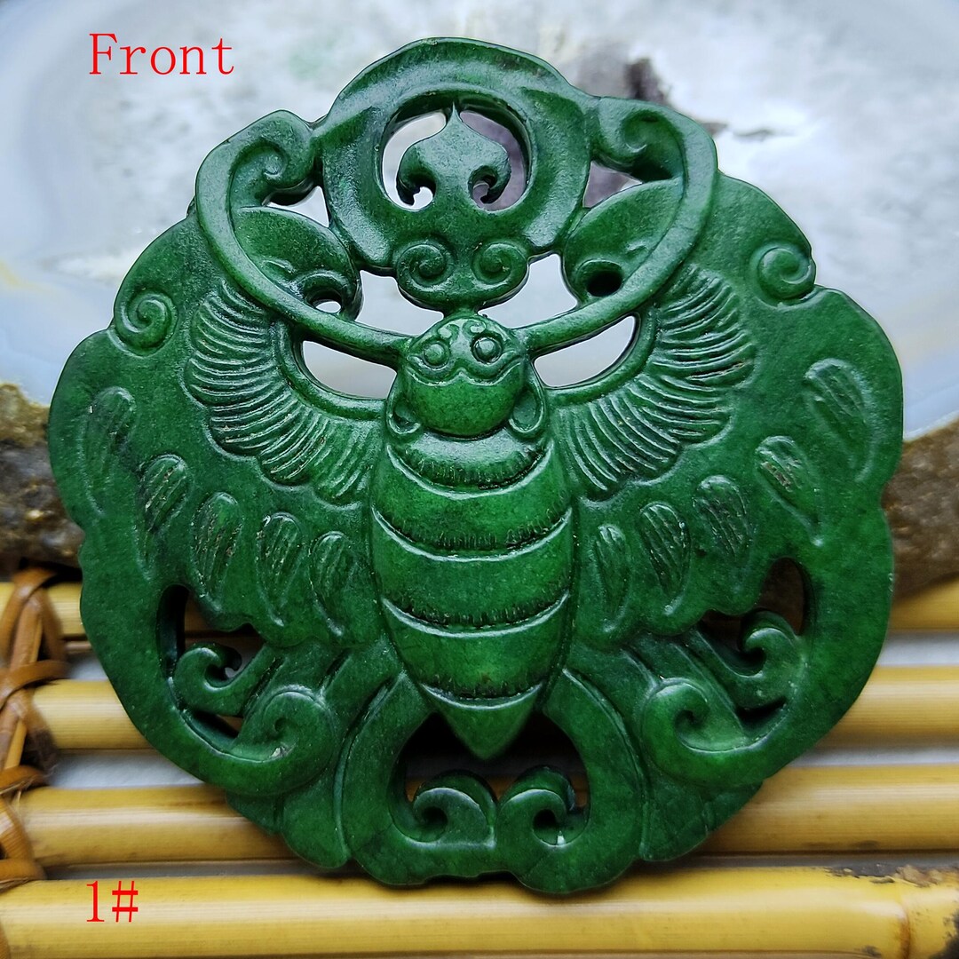 Green Carved Jade Bat Pendant Amulet Talisman - Etsy