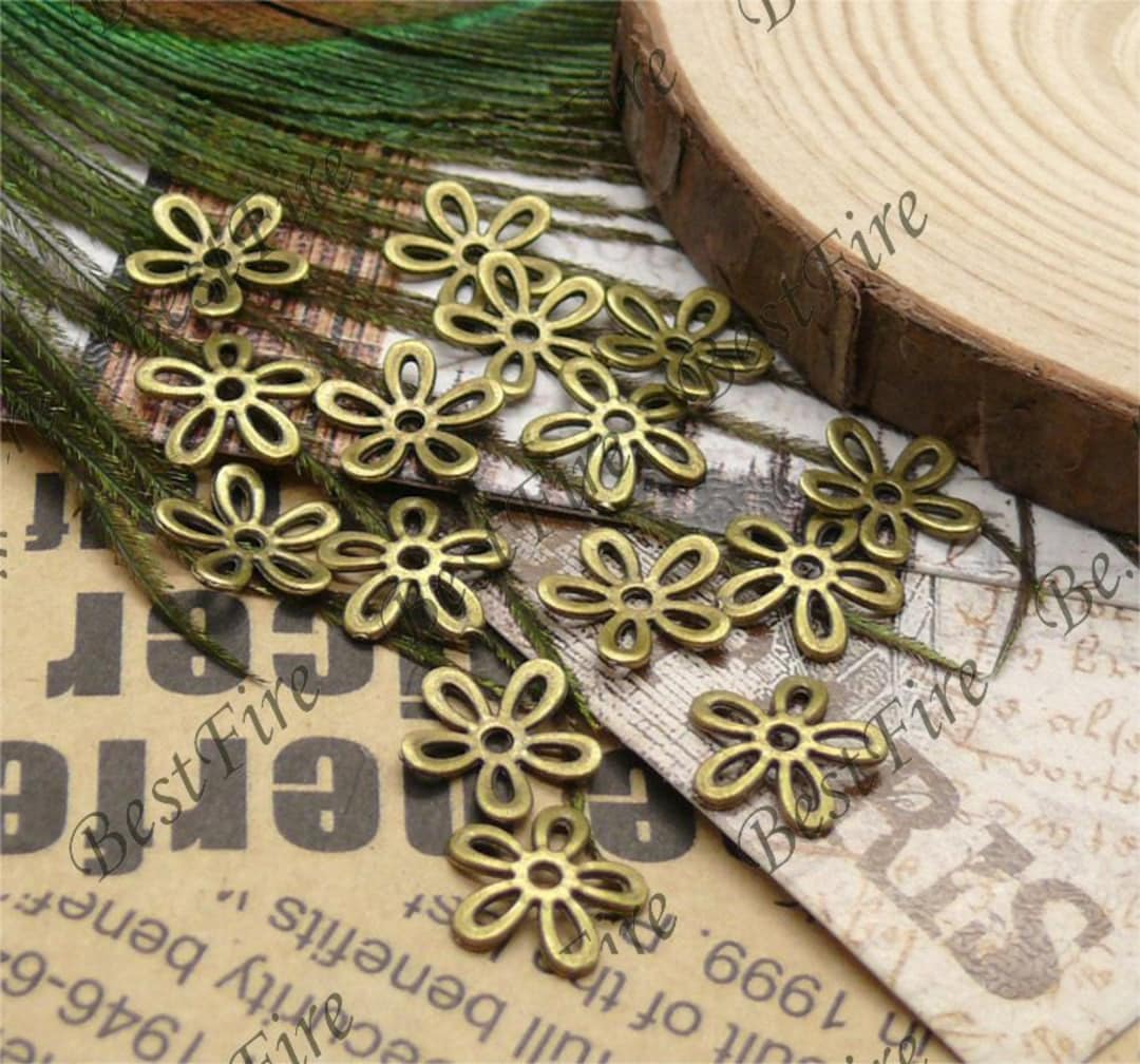 50 Pcs of Bronze Tone Metal Flower Bead Cups 11mm,beadcap Findings ...