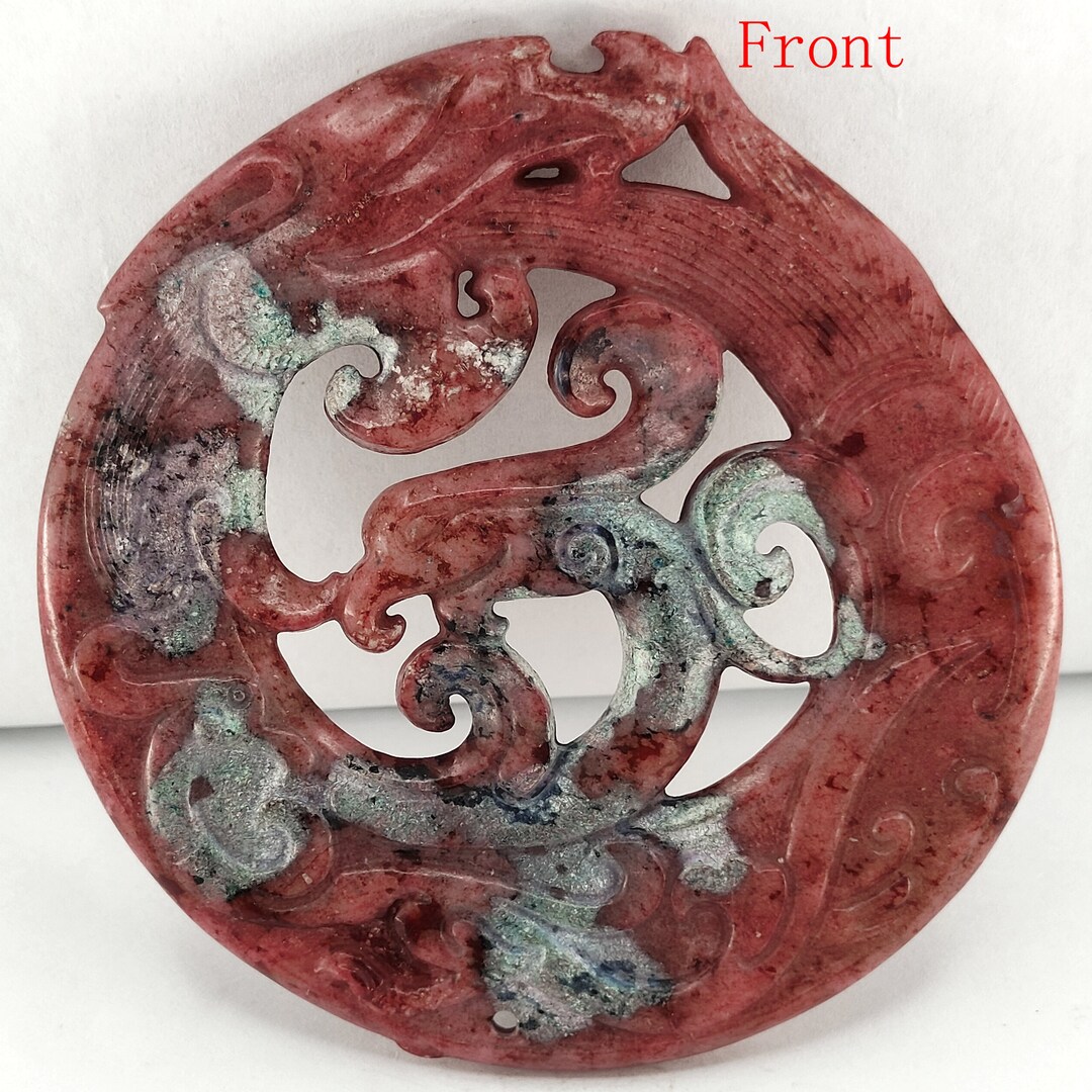 Carved Dragon and Phoenix Jade Pendant Amulet - Etsy