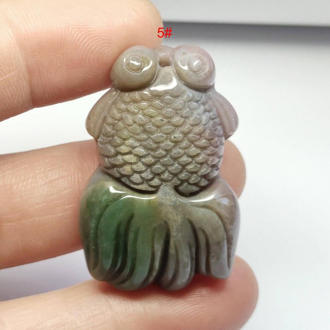 Carved Goldfish Chalcedony Agate Pendant,carved 3D Fish Agate Stone ...