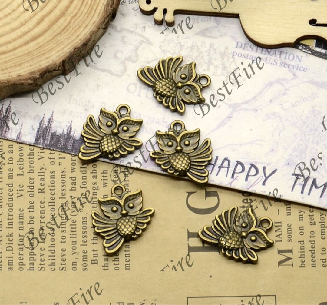20pcs of Bronze Tone Small Metal Owl Charm Pendant ,charm Owl Pendant ...
