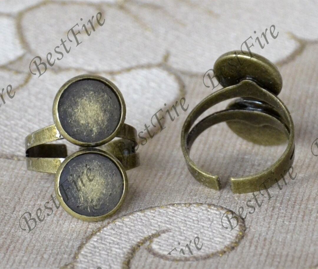 20pcs Antique Bronze Adjustable Ring Bases,fit 10mm,12mm Cabochon ...