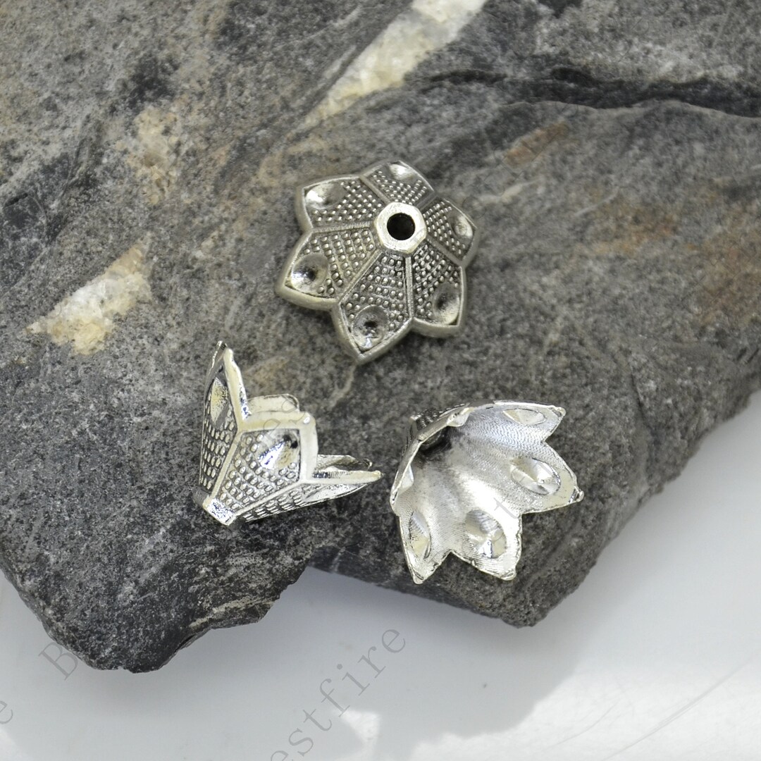 Silver Tone Metal Flower Bead Cups Flower Bead End Caps - Etsy