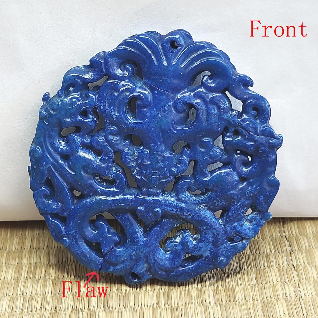 Hollow Carved Dragon Phoenix Flower Jade Pendant,carving Dragon Phoenix ...