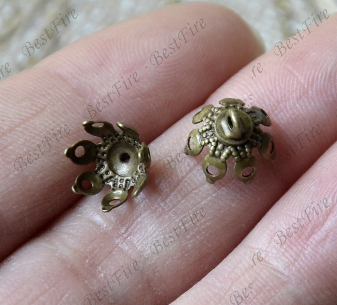 Brass Fluted Bead Caps With Loop, 9mm Flower Pendant - Etsy