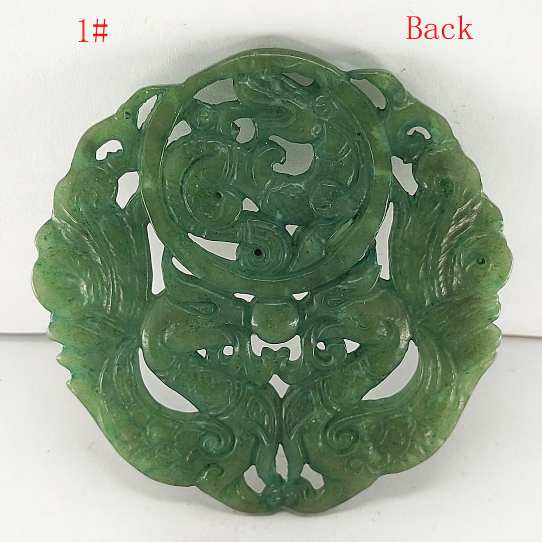 Double Face Carved Dragon Phoenix Jade Pendant,carved Dragon Phoenix ...